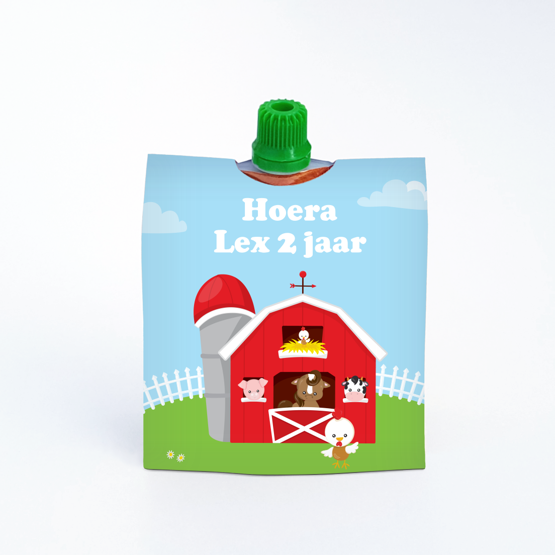 Traktatie Knijpfruit Wikkel Boerderij - Print je Feestje